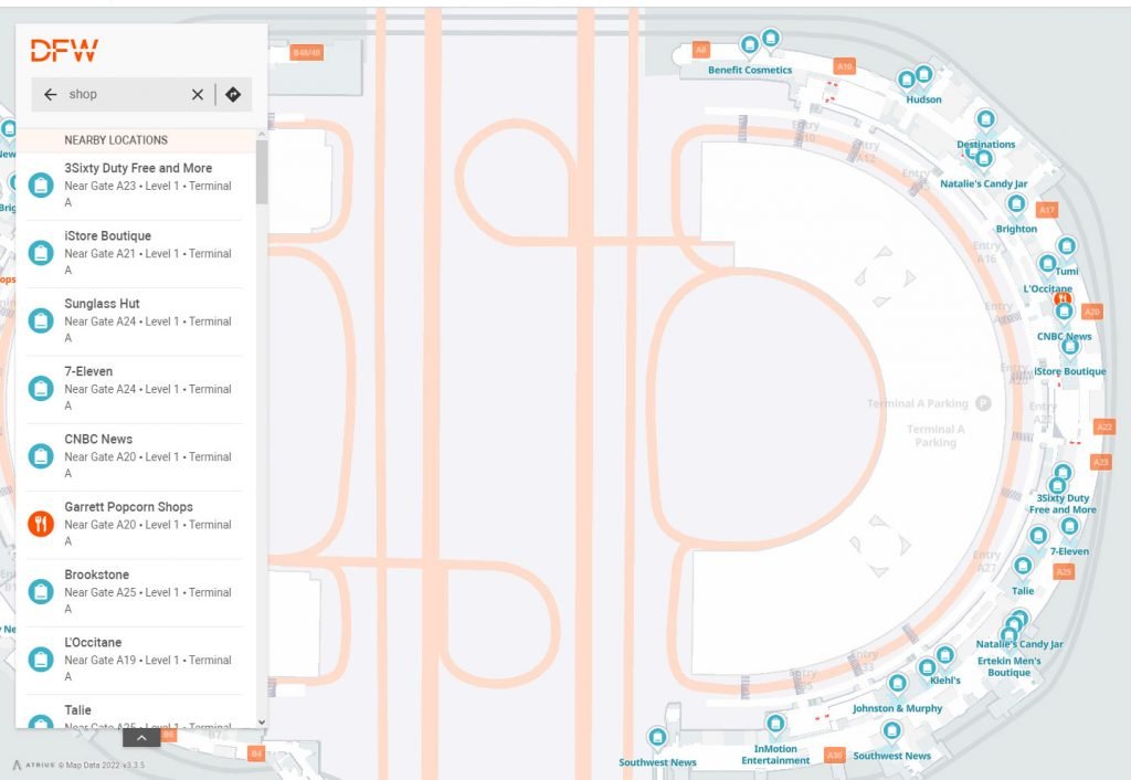 Shops and stores at the Dallas Fort Worth Airport DFW